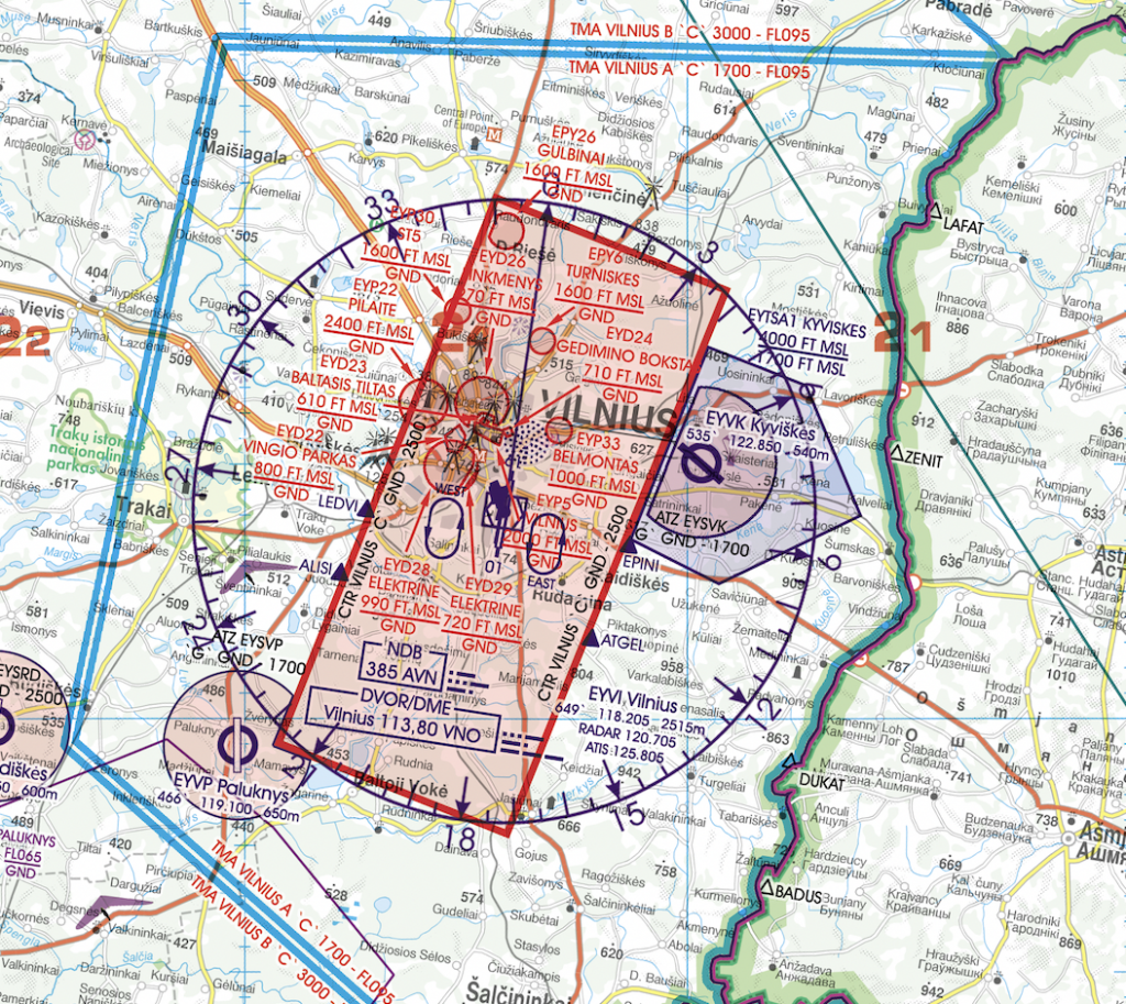 Lithuania Rogers Data VFR ICAO Map 2025 – Airmate shop