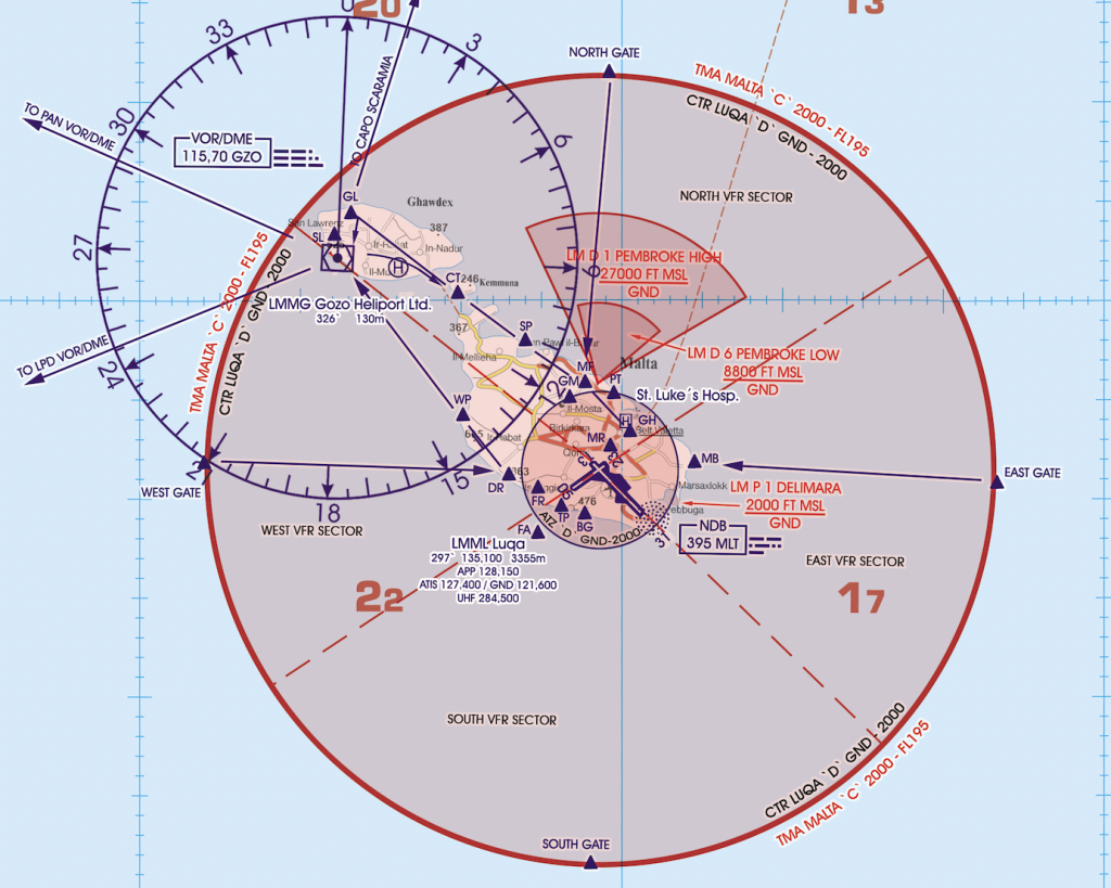 Malta/Sicilia Rogers Data VFR ICAO Map 2025 – Airmate shop