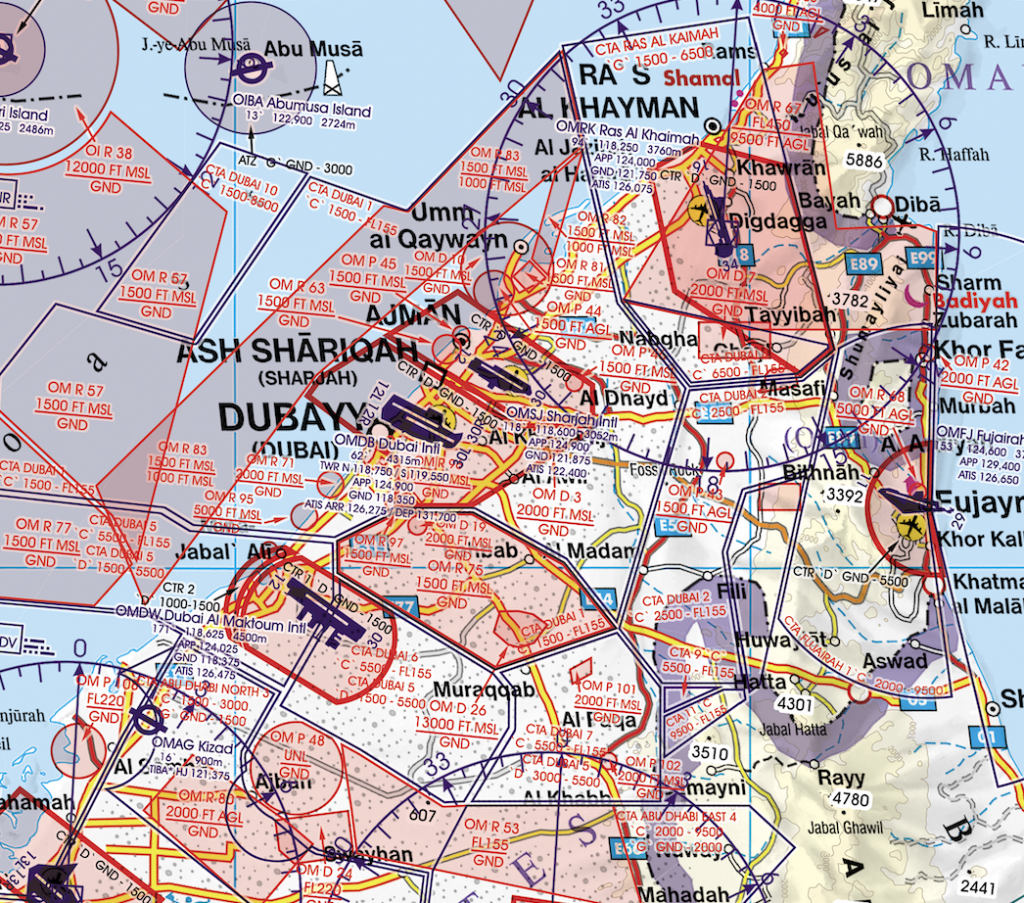 UAE-Qatar-Bahrain Rogers Data VFR ICAO Map 2025 – Airmate shop